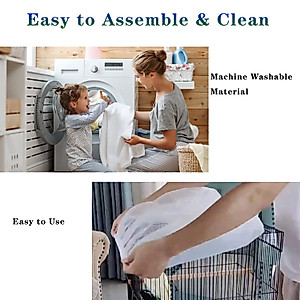 LWFCOEE Bird Cage Seed Catcher, BirdCage Skirt Guard, Adjustable Soft Nylon Mesh Bird Cage Netting Cover for Round Square Medium Bird Cages Circumference 40-60 Inch, White