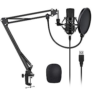 YOTTO USB Microphone Kit 192KHZ/24BIT Plug & Play Computer PC Microphone Studio Streaming Cardioid Mic with Boom Arm Shock Mount Pop Filter for Recording Broadcasting YouTube Gaming Voice