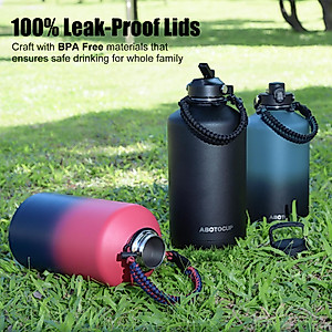 ABOTOCUP Gallon Water Bottle Insulated Keep Cold24H & Hot12H, Large 1 Water Bottle Gallon with Straw Lids&Paracord Handle, 128oz Water Bottle Double Wall Leak-proof BPA Free with Powder Coated