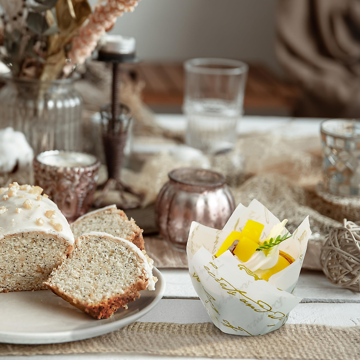 200Pcs Tulip Cupcake Liners for Baking Cups With Three Fancy Designs Muffin Liners Holders Premium Baking Cups Cupcake Wrappers Christmas Bakery Cupcake Liners for Weddings, Birthdays, Party