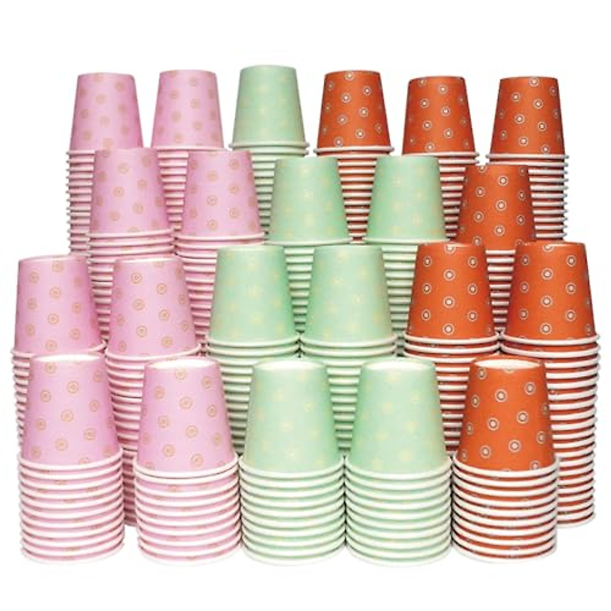 600 Pack 3 oz Disposable Paper Cups - Small Bathroom, Mouthwash & Mini Espresso Cups - Mixed Colors for Party, Picnic, BBQ, Travel & Home Events