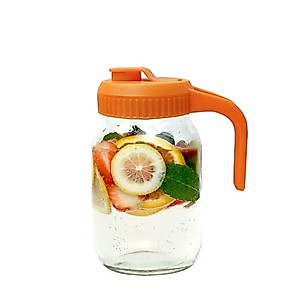 yagyu 2-piece set of wide mouth Mason jar with handle, reusable leak proof seal, protein powder plastic cap, Mason jar 86mm cold extraction cap (bottle not included) (Black Blue Orange)