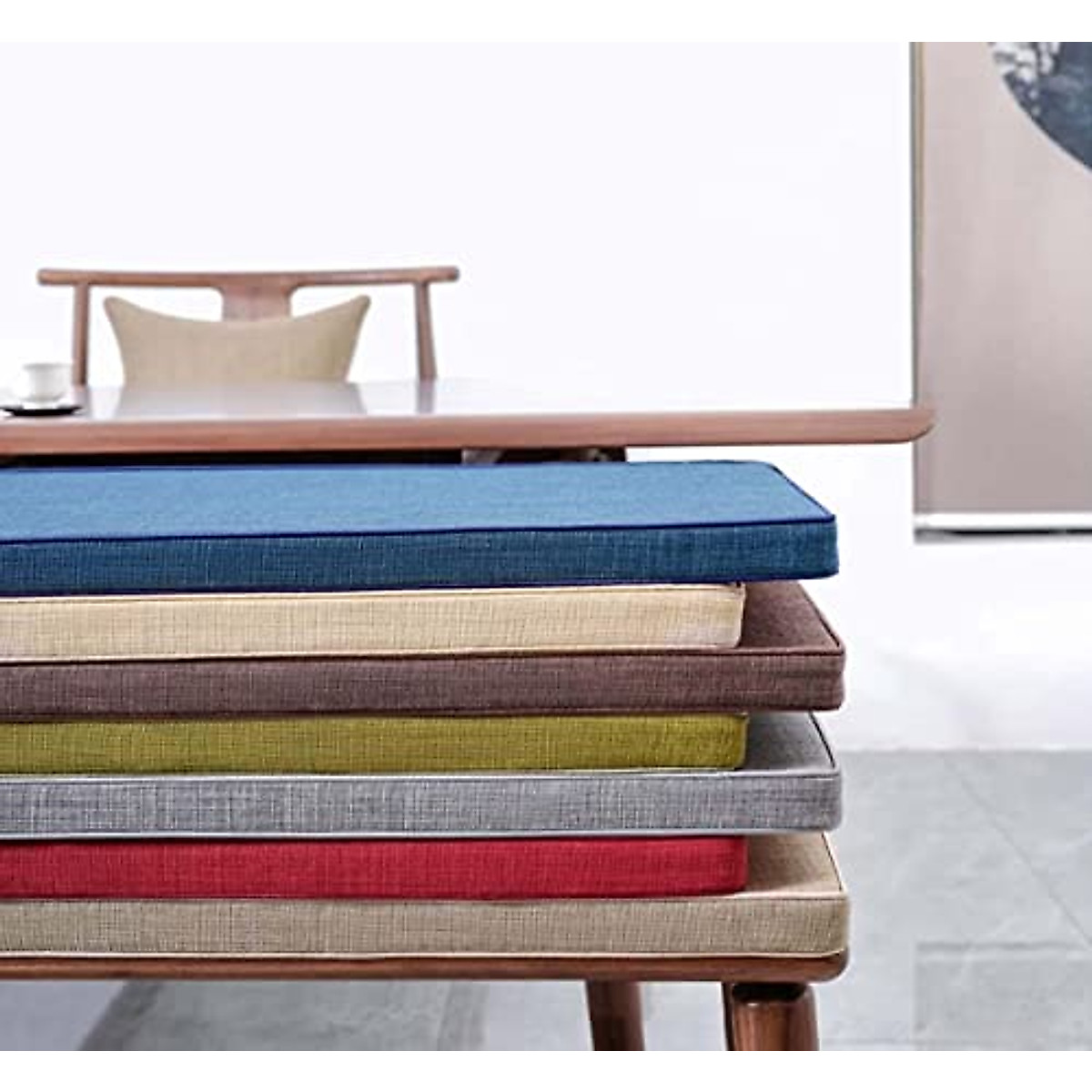 Outdoor Bench Cushion, Waterproof Garden Swing Cushion Non-Slip Patio Furniture Seat Pad with Piping, Indoor Settee Cushion Wicker Loveseat Pads 35x14 Inch