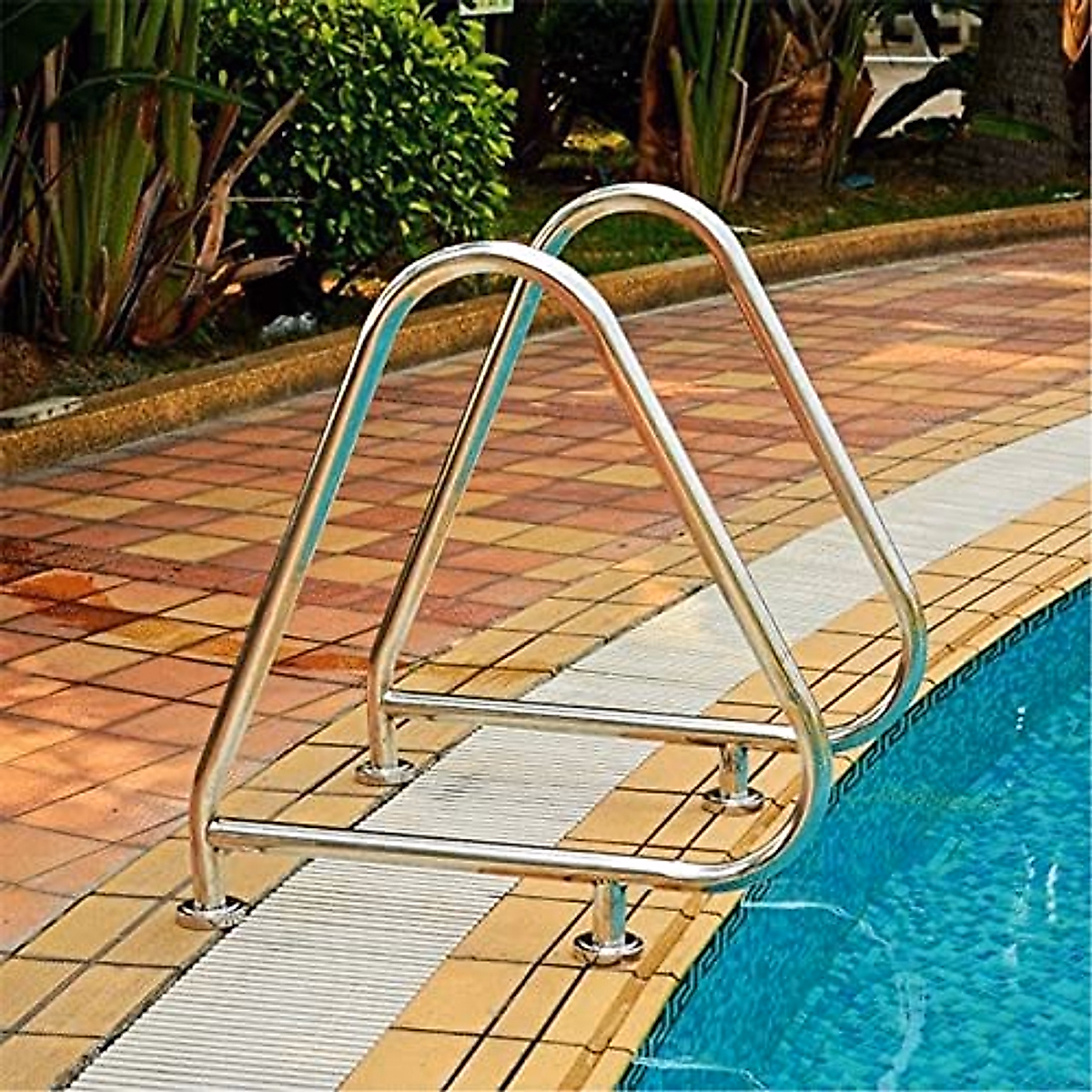 BTZHY Swimming Pool Handrails Easy-to-Install Hand Rail 304 Stainless Steel Reinforced Base Stair Railing for Garden Backyard Pools