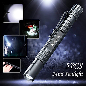 Enjoydeal 5PCS LED Pen Light Flashlight Ultra Slim 1000LM Penlight Waterproof Pocket Flashlight for Indoor Outdoor Inspection Work Repair and Emergency 5.5inch
