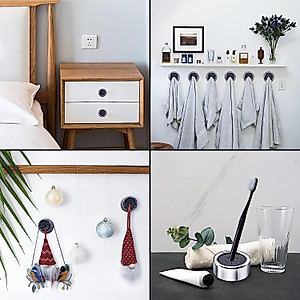 Eiqer 4 Pack Kitchen Towel Holder, Self Adhesive Wall Dish Towel Hook, Round Wall Mount Towel Holder for Bathroom, Kitchen and Home, Wall, Cabinet, Garage, No Drilling Required