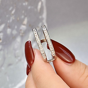 Wuziwen Vintage Princess Ring Enhancer for Women AAAAA CZ Wedding Band Set 925 Sterling Silver (Silver, 6)