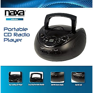 Naxa Electronics NPB-254 Portable CD Radio Player with Programmable Memory and AM/FM Radio, Black