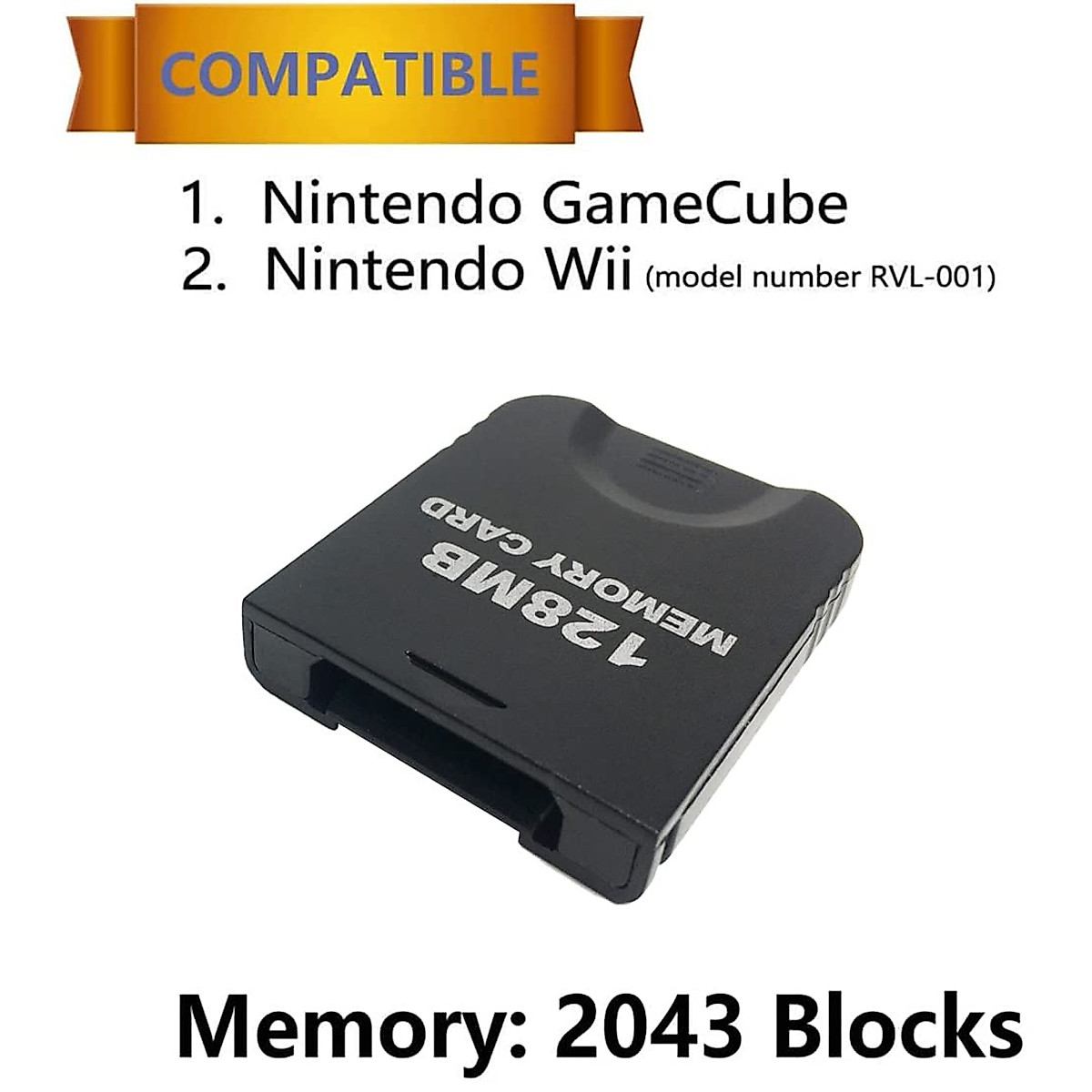 Hyamass 128MB(2043 Blocks) High Speed Gamecube Storage Save Game Memory Card Compatible for Nintendo Gamecube & Wii Console Accessory Kits - Black