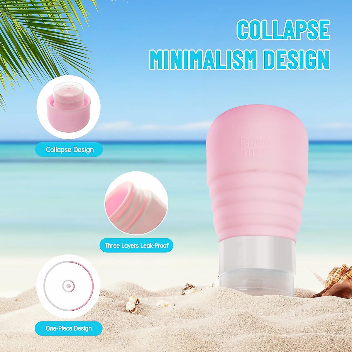 Travel Bottles for Toiletries, Minimalism Collapsible Tsa Approved 3oz Portable Travel Bottles, Silicone Squeezable Leak Proof Travel Size Containers, Travel Essentials with Clear Bag (4Pack)