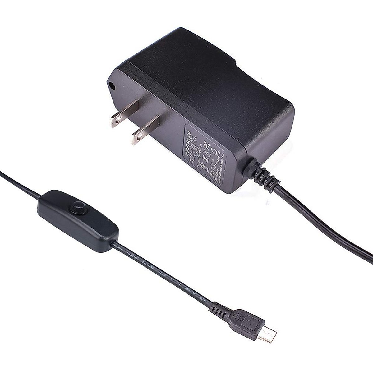 Enokay Power Supply for Raspberry Pi 2 3 b b+ 5V 2.5A Micro USB Charger Adapter with On Off Switch