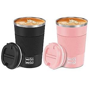 WETOWETO 12oz Stainless Steel Coffee Tumbler, Travel Coffee Mug, Insulated Coffee Mug with Lid, Spill Proof Coffee Cup, Portable Thermal Mug, Reusable Coffee Cup for Hot and Cold
