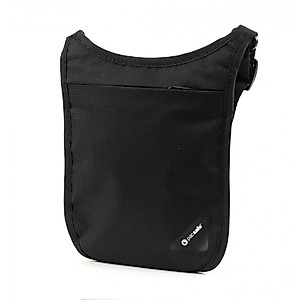 Pacsafe Coversafe V75 Anti-Theft RFID Blocking Passport Holder & Neck Pouch/Wallet - Fits up to Four Passports (or iPhone X) plus Credit Cards, for Women & Men (Black)