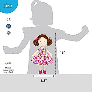 June Garden 16" Rose Scented Soft Doll Rosa - Stuffed Cuddly Plush Doll Gifts for Girls - Pink Floral Dress