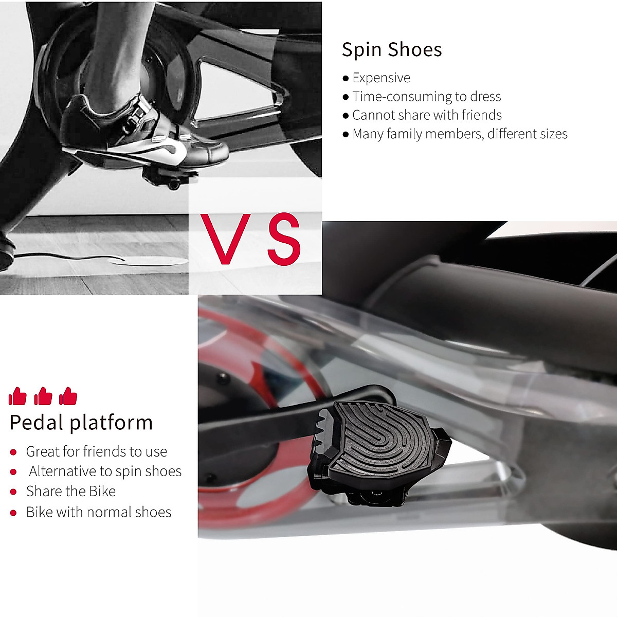 Doubleplus Pedal Converter Compatible with Peloton Bike & Bike Plus, Accessories Pedals for Regular Shoes, Replacement Pedals Adapter for Original Bike & Bike+, Flat Pedals Clipless for Exercise Bike