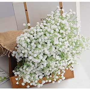 LNHOMY 10 PCS Baby Breath Artificial Flowers Fake Real Touch Gypsophila Plants for Wedding Party Home DIY Garden Decoration, (Cream)