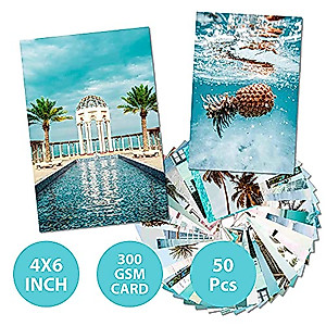 Teal Wall Collage Kit Aesthetic Pictures 50Pcs 4x6 Inch Summer Beach Collage Print Kit Vocation Posters for Room Decor Bule Photo Collage Kit for Wall Aesthetic Holiday Room Decor for Teen Girls