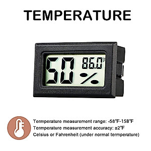 Rojuna Mini Thermometer Hygrometer, Small Digital Electronic Temperature Humidity Meters Gauge Indoor LCD Display Fahrenheit for Humidors, Greenhouse, Garden, Cellar, Fridge, Mason Jar (5)