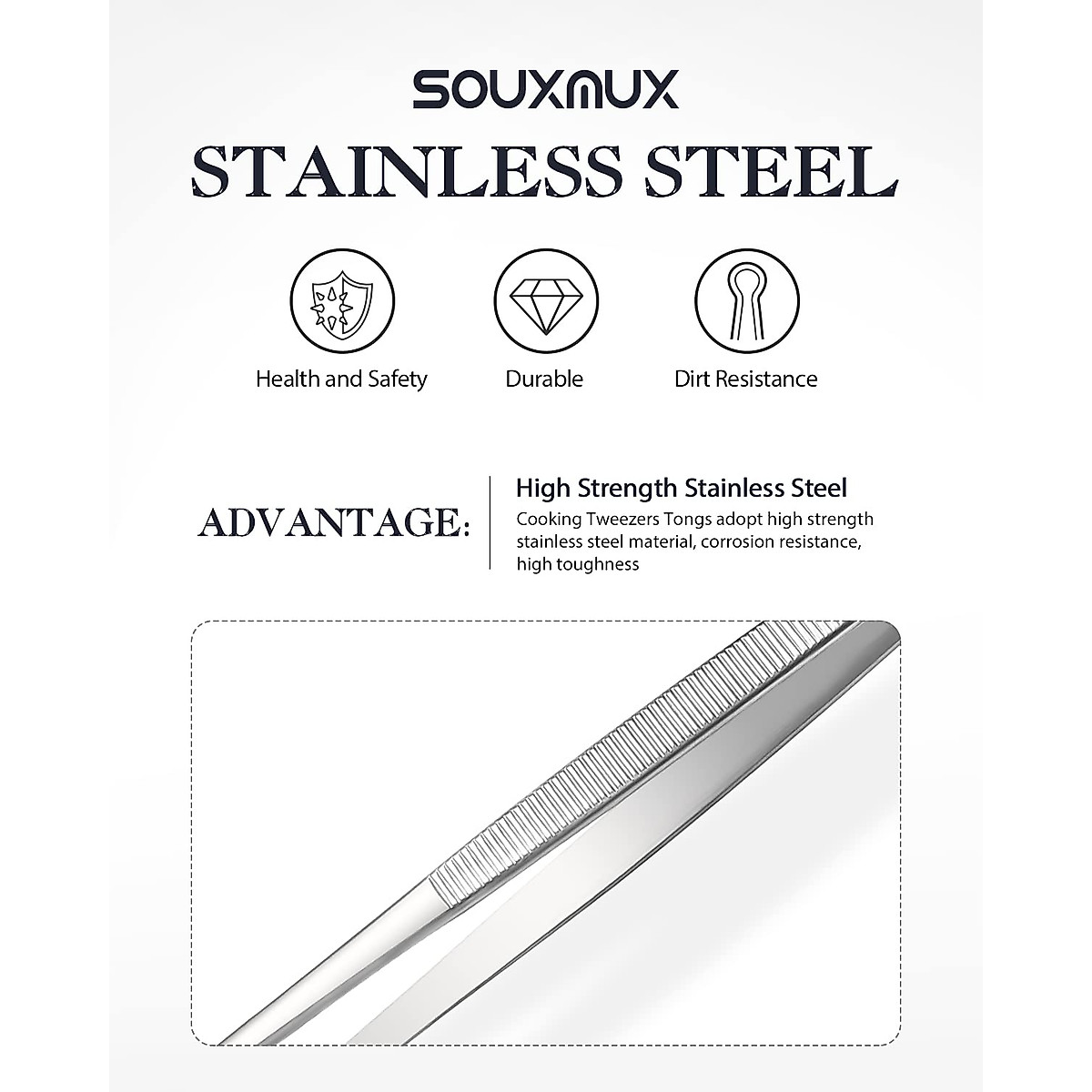 12-inch Cooking Tweezer and Offset Tweezer Set, Tongs Precision Serrated Tips, Stainless Steel Professional Chef Tweezer Kitchen Tools for BBQ, Plating and Serving