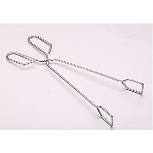 JAHH 1PC 25 30 35CM Bread Meat Vegetable Clamp Tong Stainless Steel BBQ Barbecue Grilling Tong Outdoor Charcoal Scissor Tongs (Color : Small)