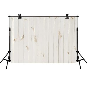 Harfirbe 7x5ft/2.2x1.5m White Wood Backdrops Wooden Backgrounds for Photography Studio