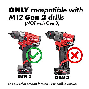 M12 Bit holder for Milwaukee Gen2 Drill Driver - Milwaukee Packout Accessories - Magnetic Bit Holder For M12 Surge Drill Driver - Milwaukee Bit Holder for M12 2503 and 2504(not impact)
