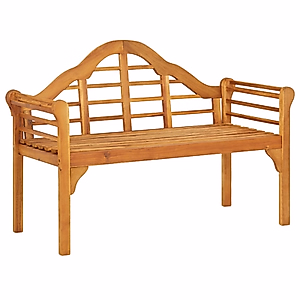 Tidyard Patio Bench, Acacia Wood Park Bench with Armrest and Backrest, Wooden Outdoor Bench Chair for Garden Entryway Yard Porch Backyard 49.2 x 22 x 34.4 in