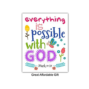 Religious Wall Art - Bible Verse Wall Decor - Christian Wall Decor - Scripture Wall Art - Psalms, Proverbs - God Wall Decor - Spiritual Inspirational Christian Gifts for Women - Girls Bedroom Decor