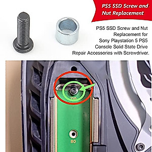 2PCS SSD Screw and Ring Spacer Replacement for Sony Playstation 5 PS5 Console Solid State Drive Repair Accessories with Screwdriver