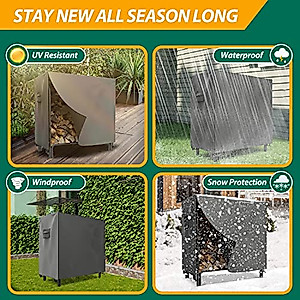 Patio Watcher 4 Feet Log Rack Cover, Heavy Duty Waterproof Patio Firewood Rack Cover, 48"x24"x42", Grey