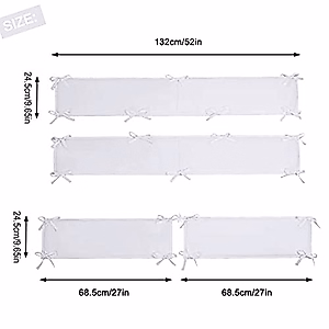 Crib Bumpers Padded for Baby Boys Girls' Crib, Crib Liner Bumper Pads for Crib 4 Sides, Prevent Bumperless Crib Bedding Set Safer Crib Bumper, Crib Protector Crib Padding Bumper (Solid.White)
