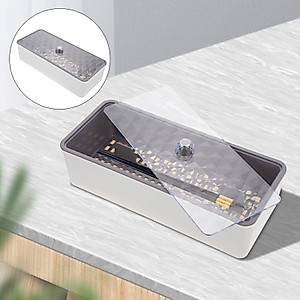 Cabilock 2pcs Diamond Cutlery Box Kitchen Drawer Organizer Cutlery Tray with Cover Silverware Tray Tableware Storage Case Flatware Clamshell White The Pet Household Products -