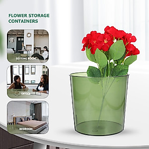 HOMSFOU Clear Wastebasket Plastic Flower Bucket Round Garbage Container Trash Bin for Bathroom Bedroom Kitchen College Dorm Office Craft Room Green