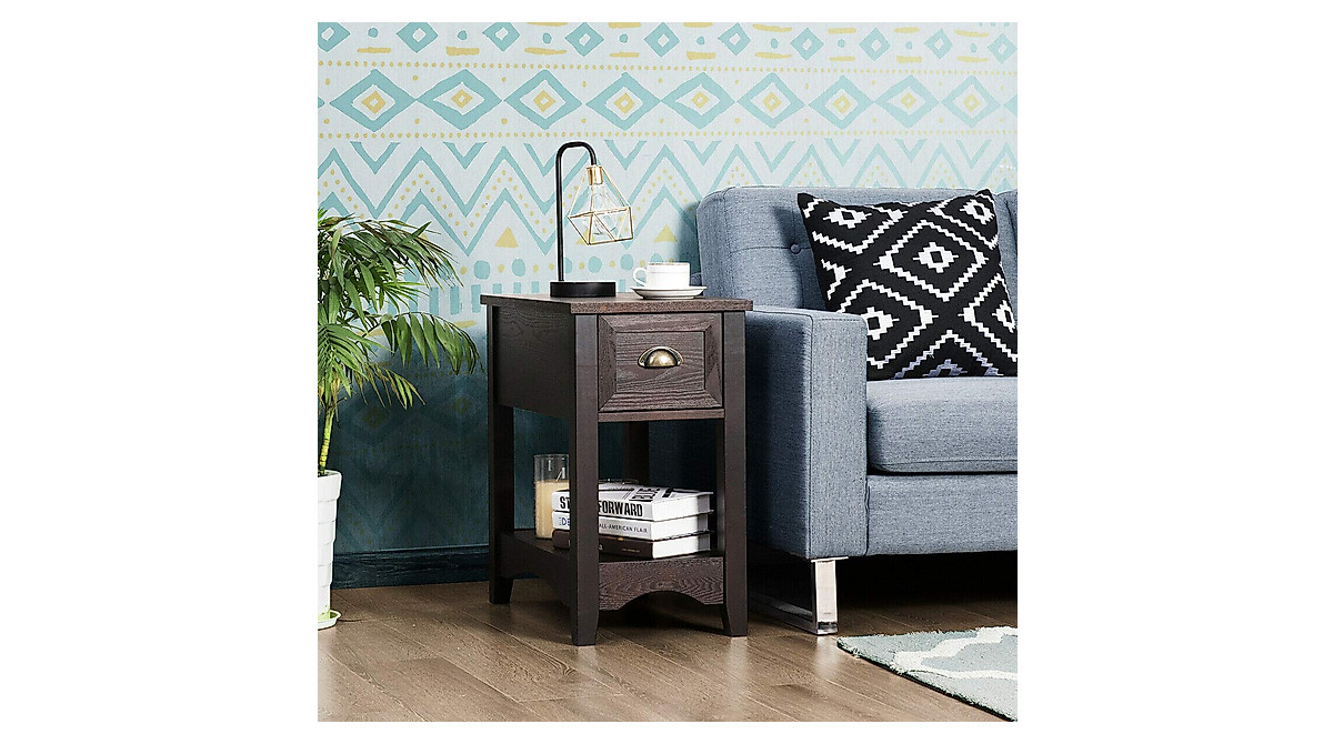 Giantex End Table with Drawer - Stylish Nightstand for Small Spaces