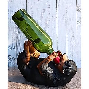 Ebros Lifelike Purebreed Pedigree Canine Adorable Rottweiler Butcher's Dog Wine Bottle Holder Figurine Statue As Kitchen Wine Cellar Centerpiece Decor Storage Organizer (Rottweiler)