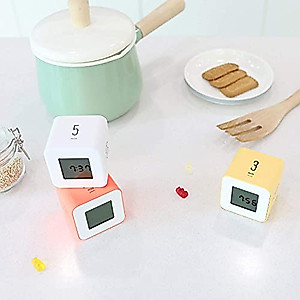 mooas Multi Cube Timer White(5,15,30,60 Minutes) & Yellow(3,10,30,60 Minutes) Bundle, Clock & Alarm, Time Management, Time for Studying, Cooking and Workout, Kids Timer