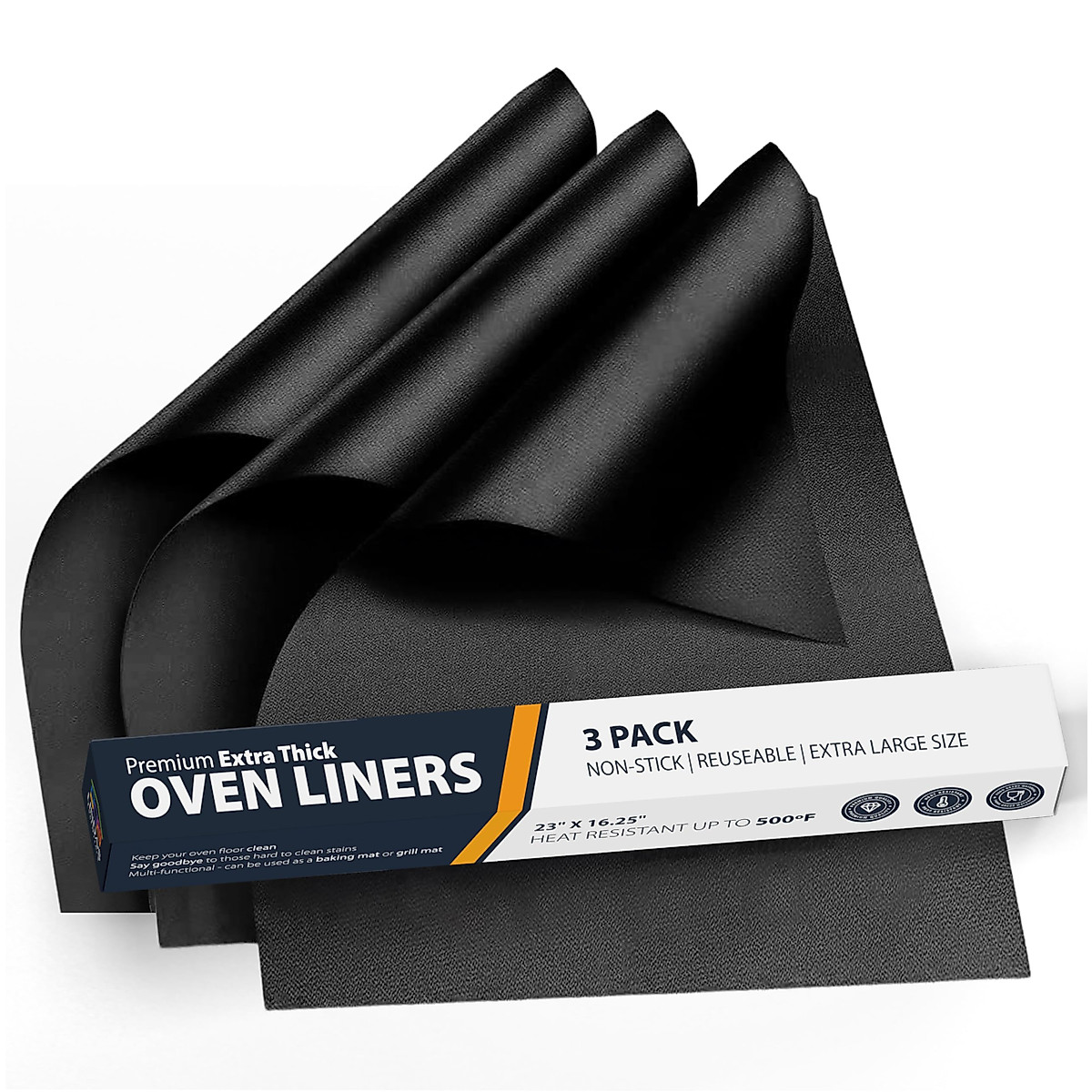 Oven Liners for Bottom of Oven - 3 Pack Large Heavy Duty Mats, 16.25”x23” Non-Stick Reusable Liner for Electric, Gas, Toaster Ovens, Grills - BPA & PFOA Free Kitchen Accessory to Keep Your Oven Clean