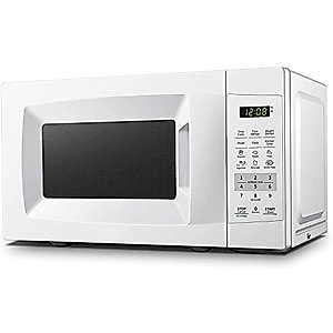 Countertop Microwave Oven with Sound On/Off, ECO Mode and Easy One-Touch Buttons, 0.7 Cu Ft/700W, Pearl White