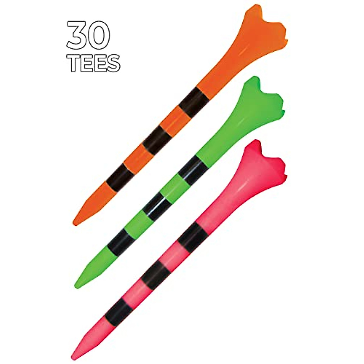 PRIDE GOLF TEE "Pride Performance Striped Golf Tees (Pack of 30), 3-1/4"", Citrus Mix