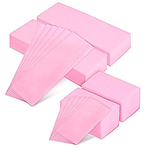 Whaline 400 Pieces Non-Woven Wax Strips Body and Facial Pink Waxing Strips Hair Removal Wax Muslin Small Large Epilating Waxing Strips for Arms Legs Underarm Bikini Hair Removal, Excluding Wax