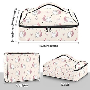 Kcldeci Insulated Thermal Food Carrier Insulated Casserole Carrier for Hot or Cold Food,Cartoon Cat Mermaid Insulated Tote Bag for Potluck Cookouts Parties Picnic,Lasagna Lugger