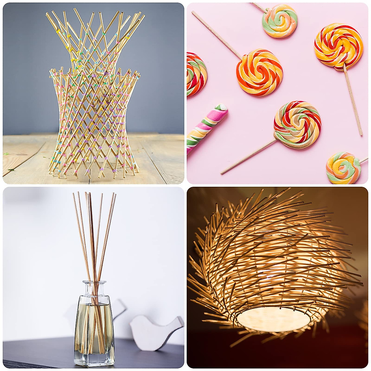 120PCS Wooden Dowel Rods, 1/4 x 12 Inch Round Unfinished Bamboo Dowel Rods, Wood Crafts Sticks Doweling Rods for Crafts and DIYers Arts Projects