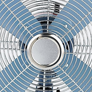 12 Inch Vintage Desk Fan, Desktop Oscillating Fan, Adjustable and Oscillating 3-speed Airflow, for Bedroom, Dining Room, Living Room, Den and Game Room, Small and Large Rooms, (Blue Linen Fabric)