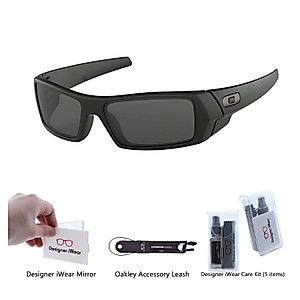 Oakley Gascan OO9014 03-473 Matte Black/Grey Sunglasses Leash+ BUNDLE with Designer iWear Eyewear Kit