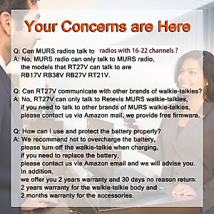 Retevis RT27V MURS 2 Way Radios, Walkie Talkies with Earpiece, Rechargeable, License-Free, 5 Low Traffic Channel, Two-Way Business Radios for Service Emergency Rescue Church(10 Pack)