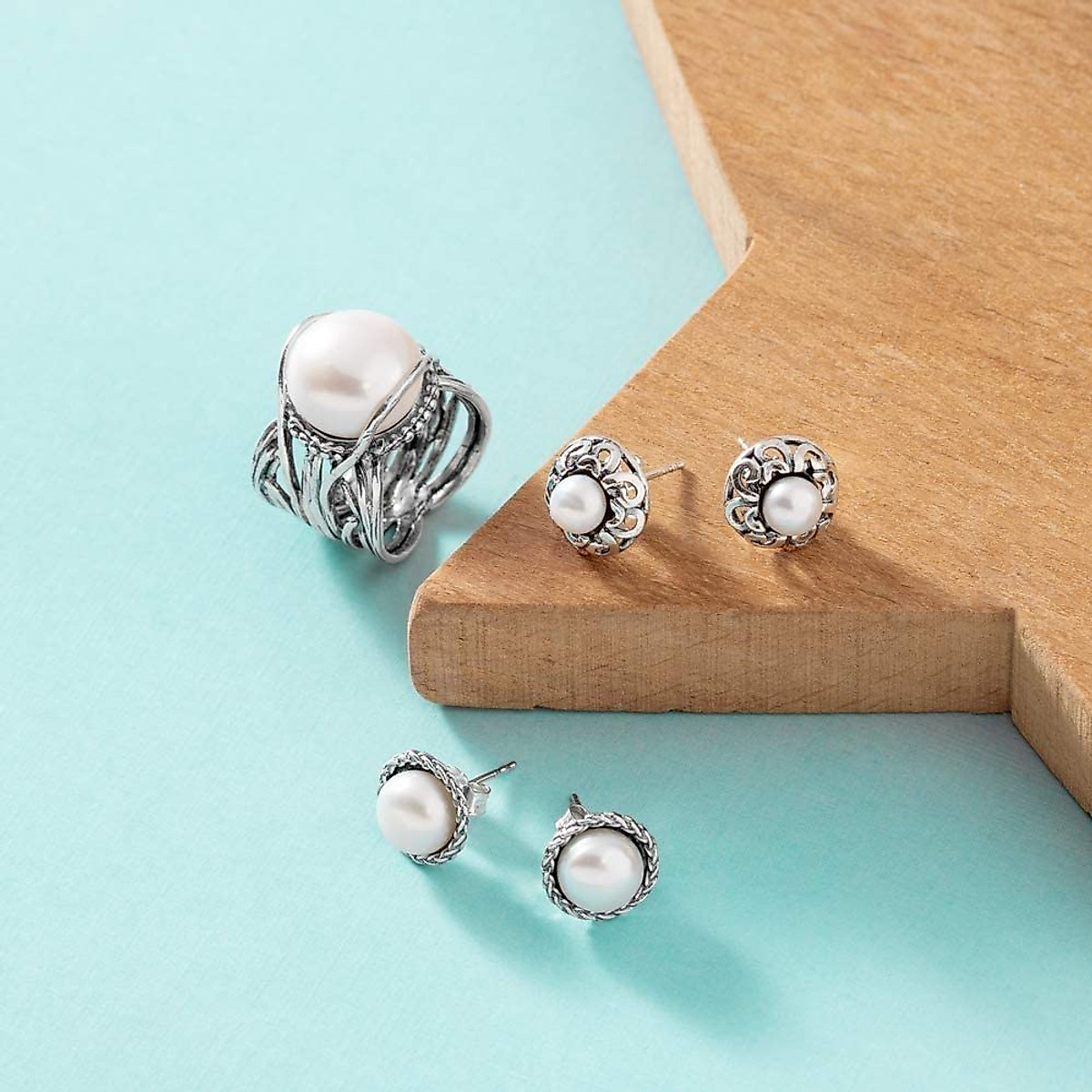 Joolala Solo Ring Cultured Pearl 925 Sterling Silver Ring Elegant and Stylish Design – Various Models – Gorgeous vintage Finish – Ideal Promise Ring, Engagement, Anniversary (9)