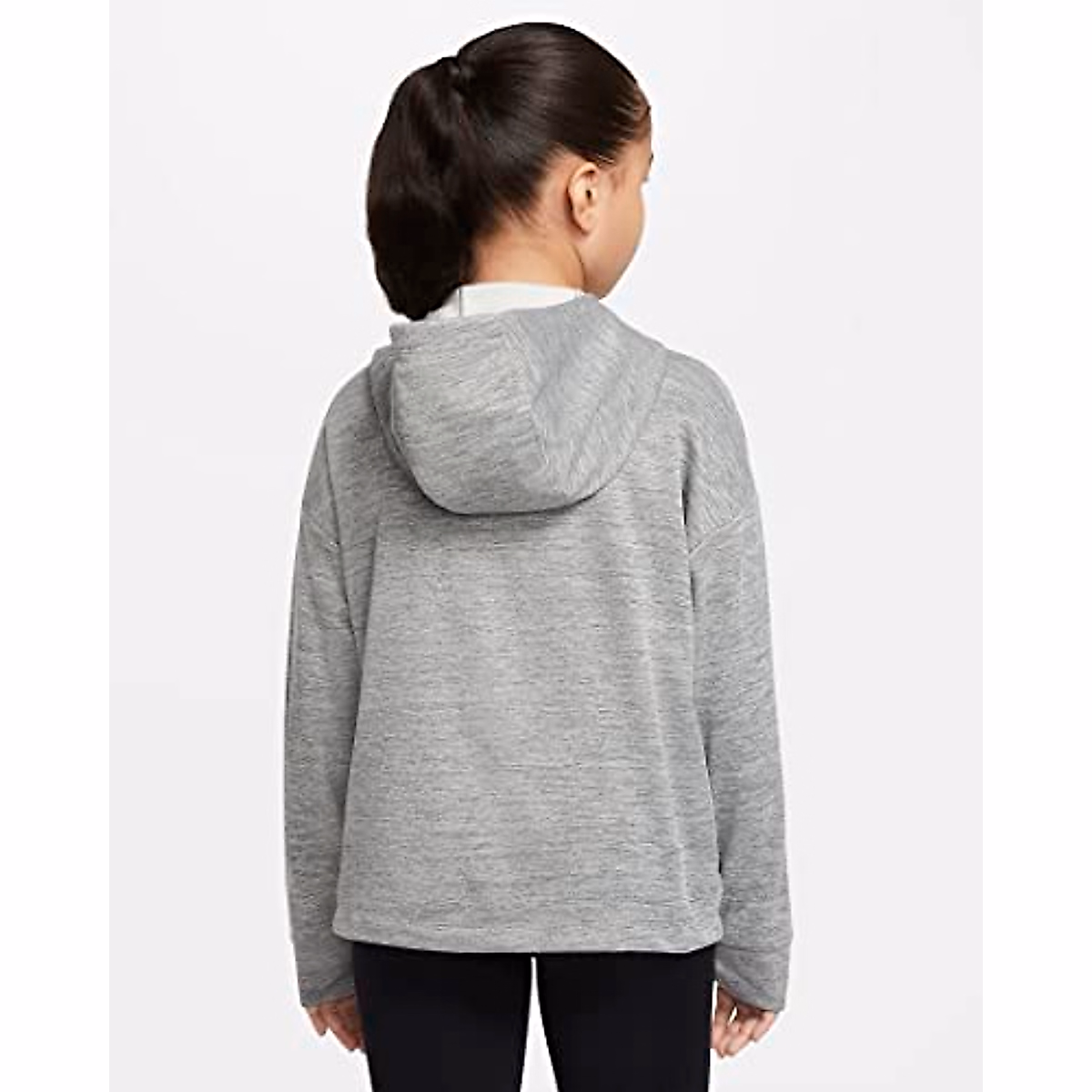 Nike Therma-FIT Big Kids' (Girls') Pullover Hoodie Black Heather (as1, alpha, m, regular, Standard, Black Heather, Medium)