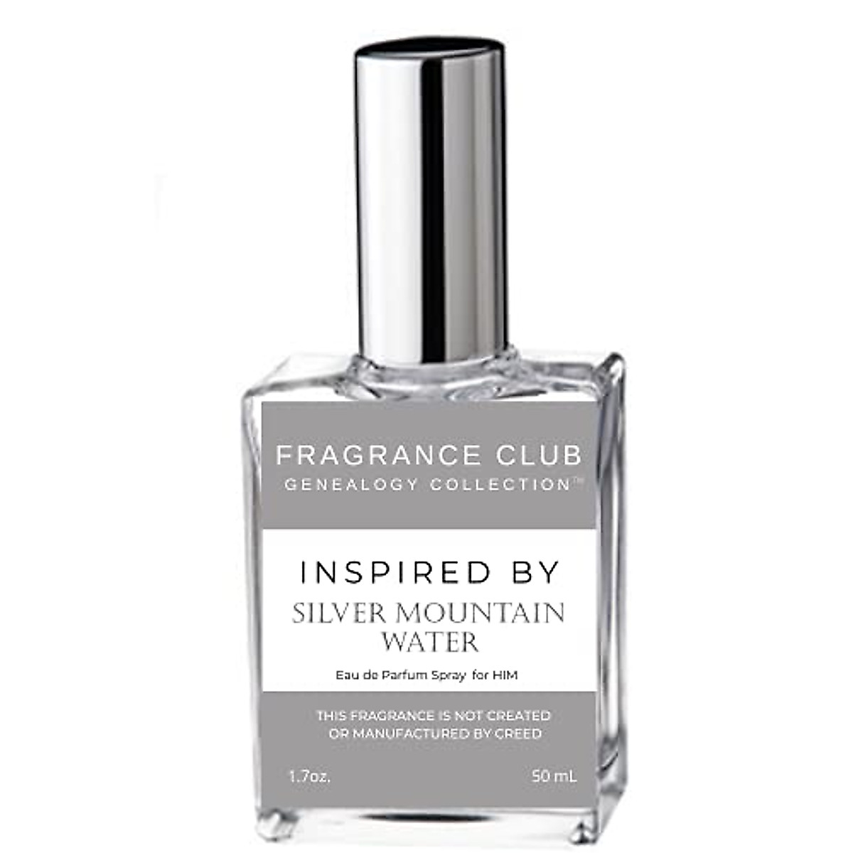 Fragrance Club Genealogy Collection Inspired by Silver Mountain Water for Him, 1.7 oz. EDP, Mens fragrance with Bergamot, Sandalwood, Musk is comparable to Silver Mountain Water by Creed.