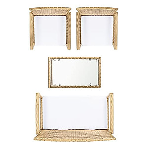 SAFAVIEH Outdoor Collection Bassey Natural/White Cushion 4-Piece Conversation Patio Set PAT7507D