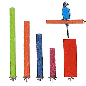 Xuezoioy Bird Perches for Cage, Portable Parrot Stand Toy Pack of 4 Bird Perch Stand Platform Paw Grinding Stick Cage Accessories Exercise Toys for Budgies,Parakeet,Hamster(Random Color)